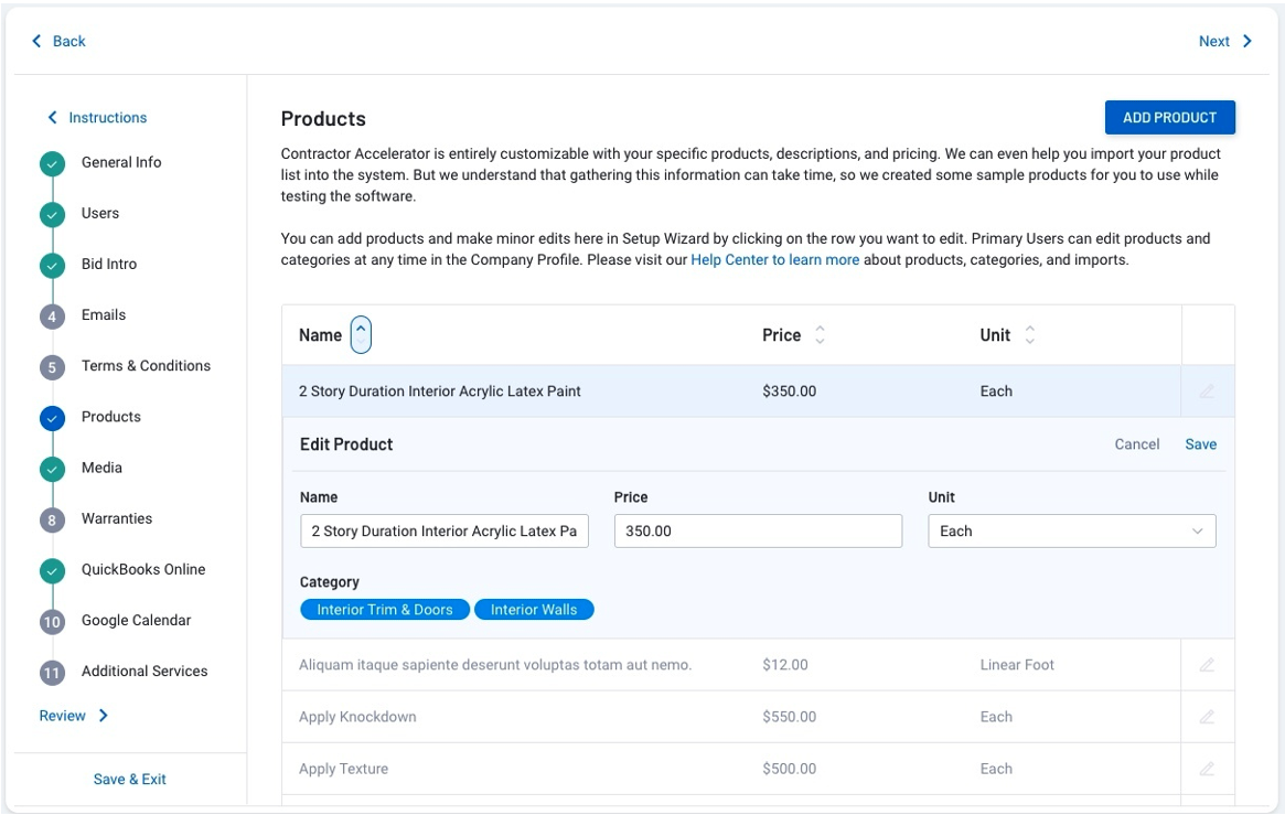Products – Contractor Accelerator