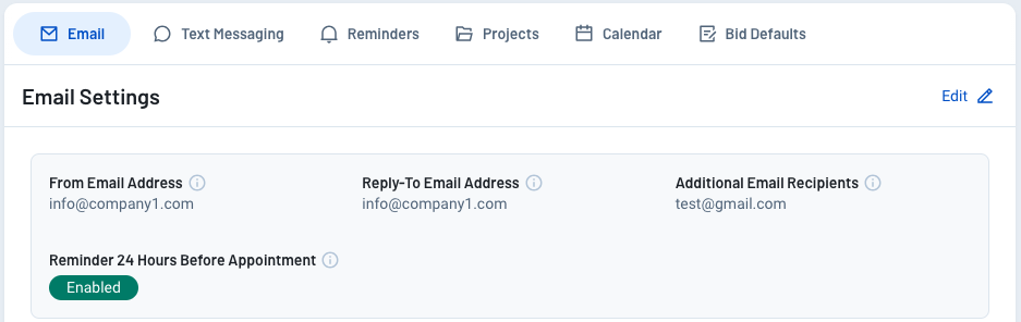 Settings – Contractor Accelerator