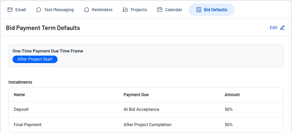 Settings – Contractor Accelerator